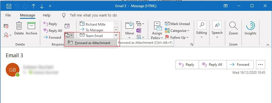HowTo: Forward an email as an attachment in Outlook - 3aIT